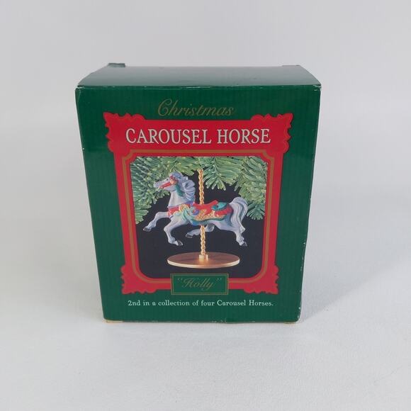 Hallmark | Holiday | Hallmark Carousel Horse Holly Christmas Ornament ...